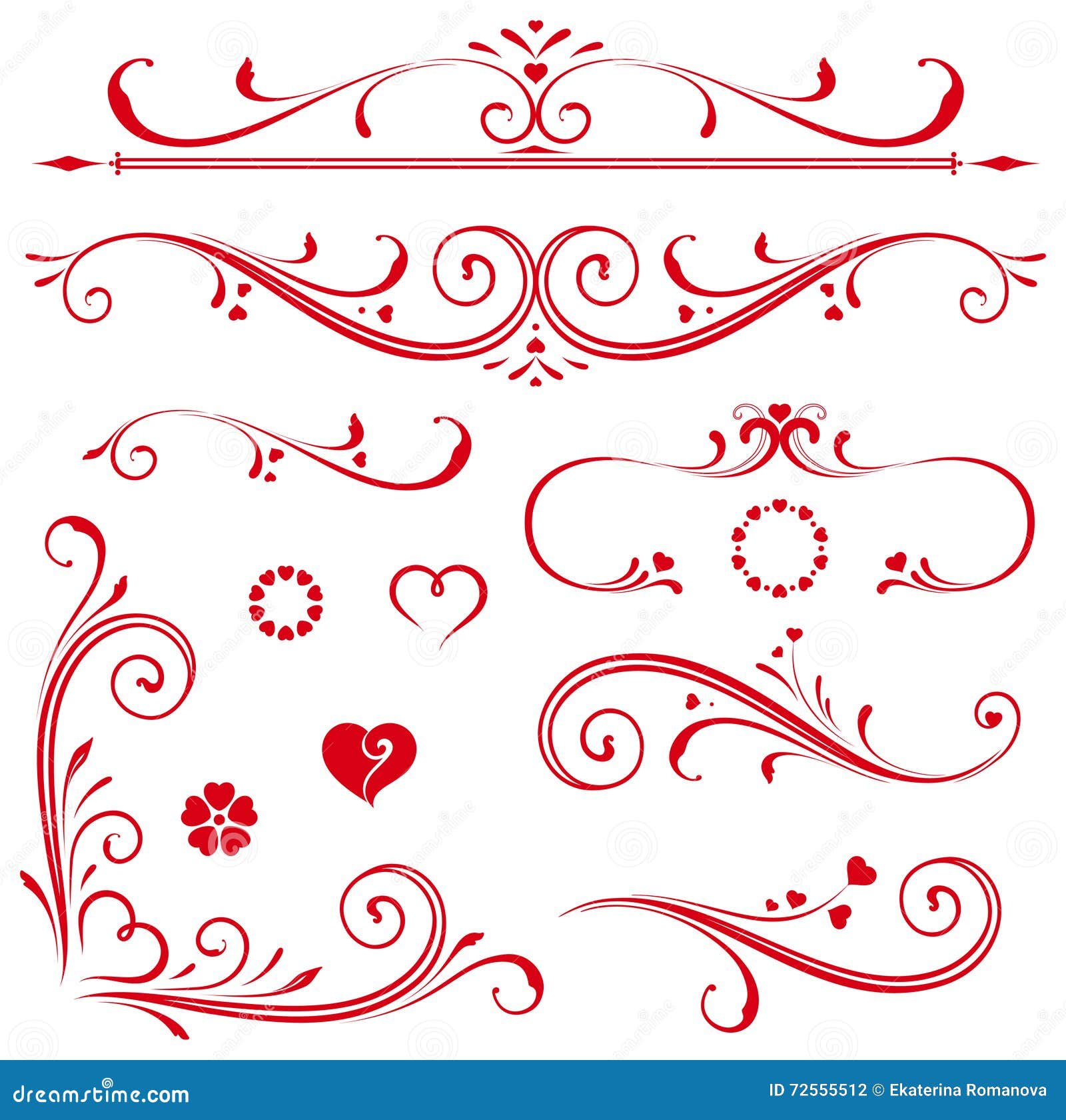 Scroll Set Hearts stock vector. Illustration of decoration - 72555512