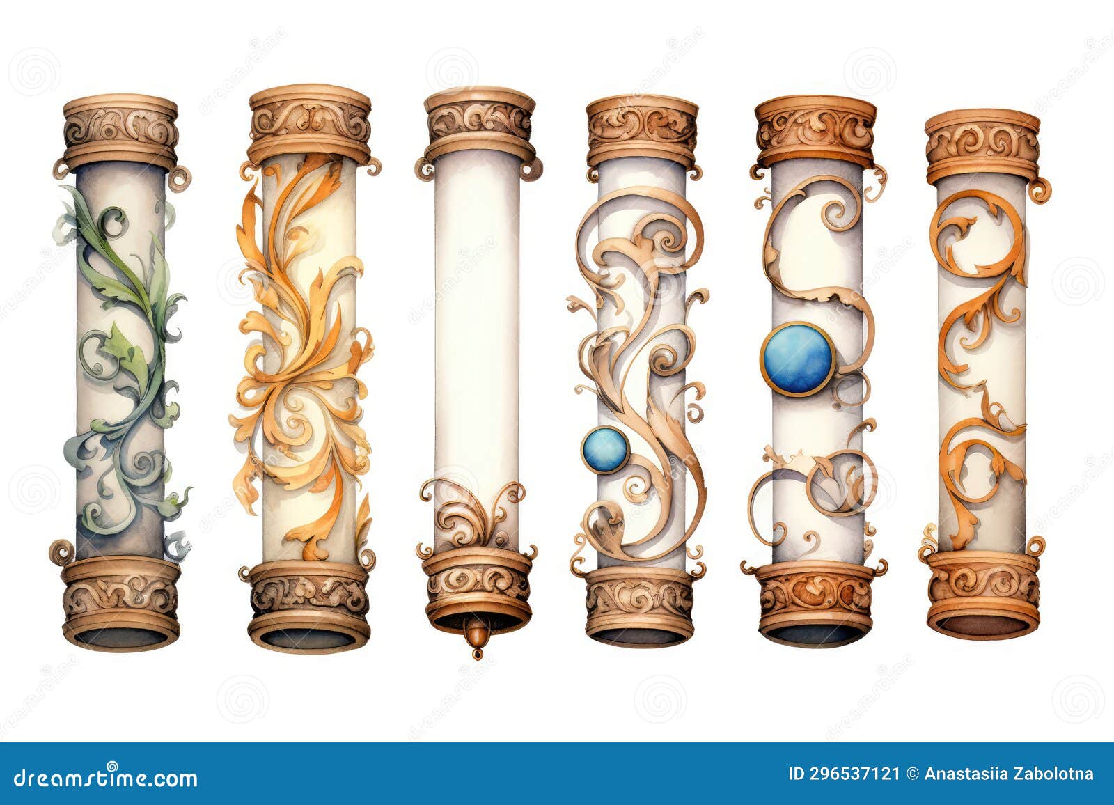 Scroll Set on White Background. Generative AI Stock Illustration ...