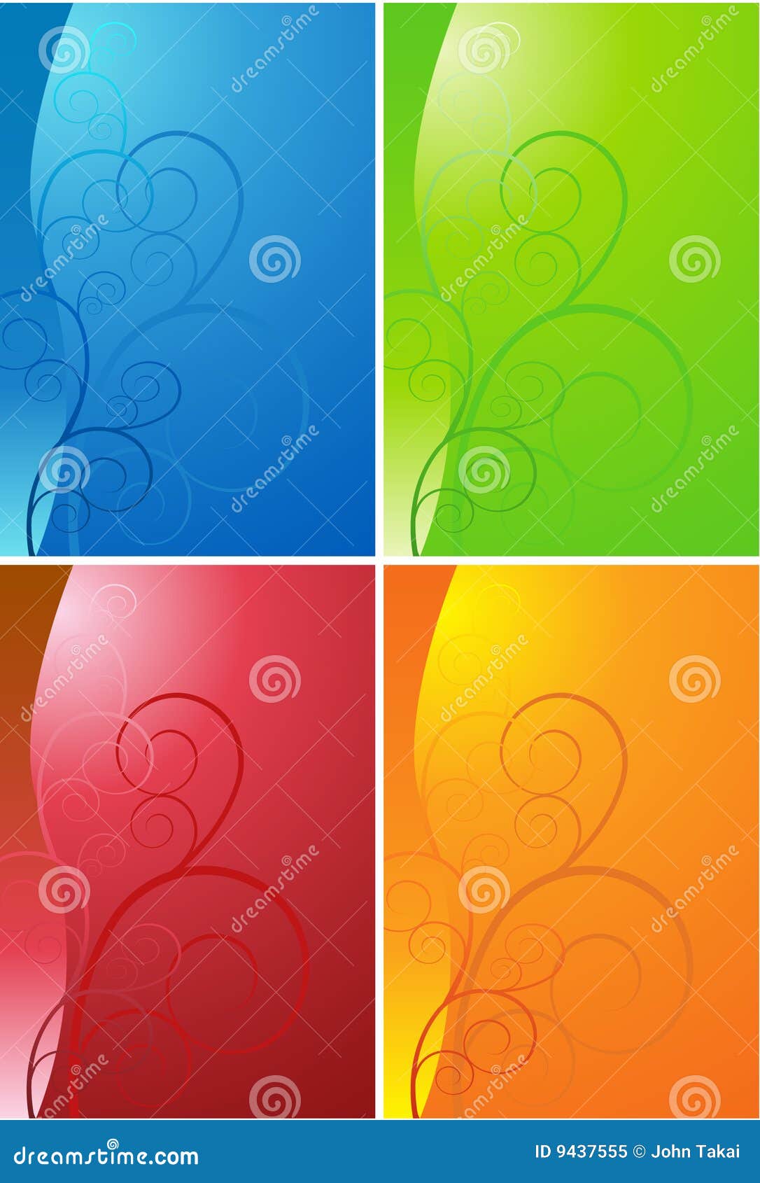 Scroll Shape Background Set Stock Vector - Illustration of blue, green ...