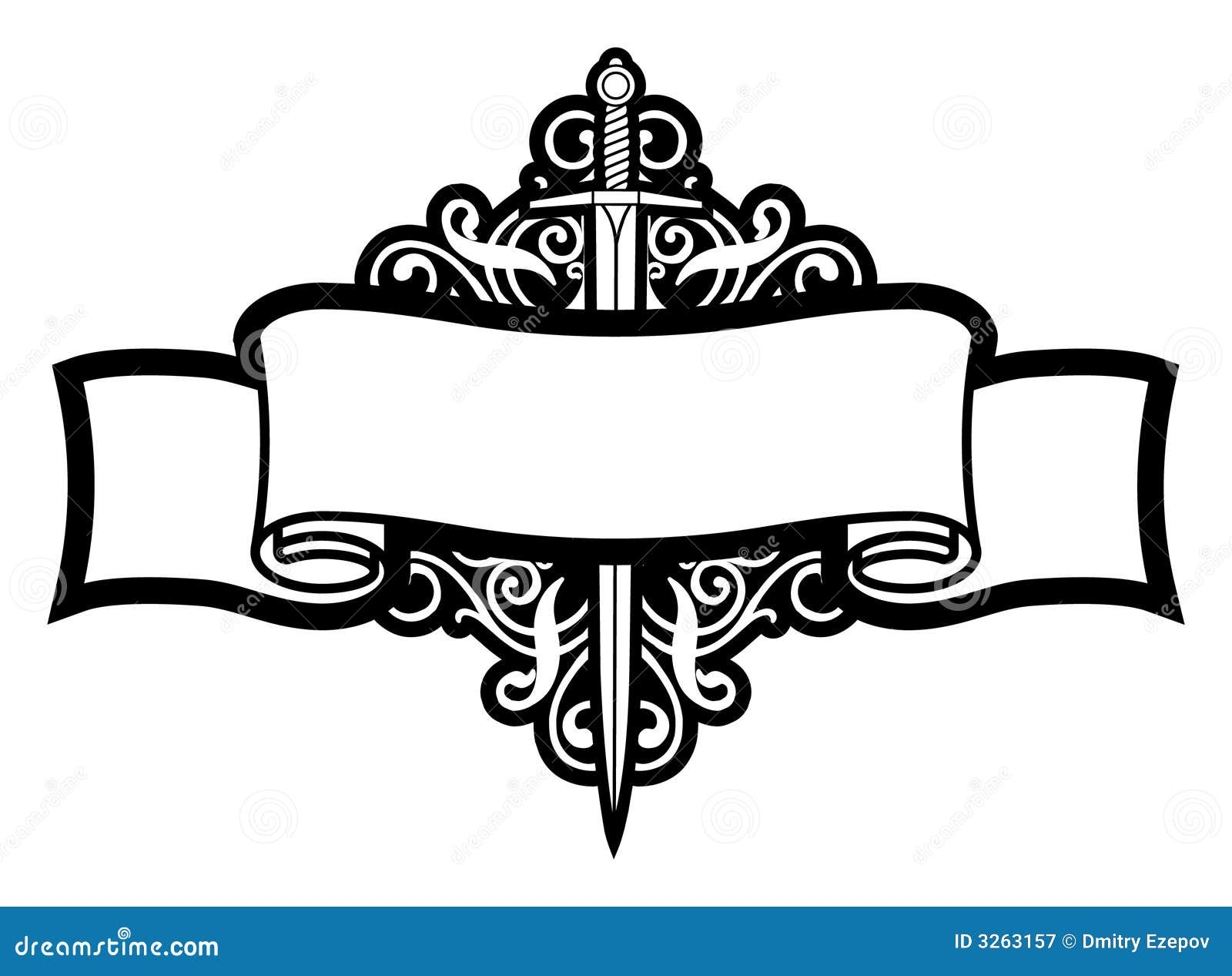 Scroll and Sword stock vector. Illustration of draw, element - 3263157