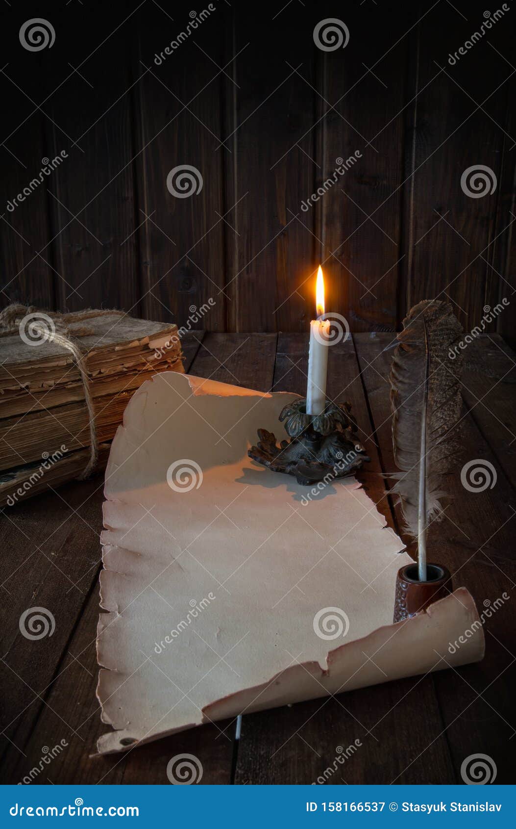 Scroll on the table stock image. Image of copy, manuscript - 158166537