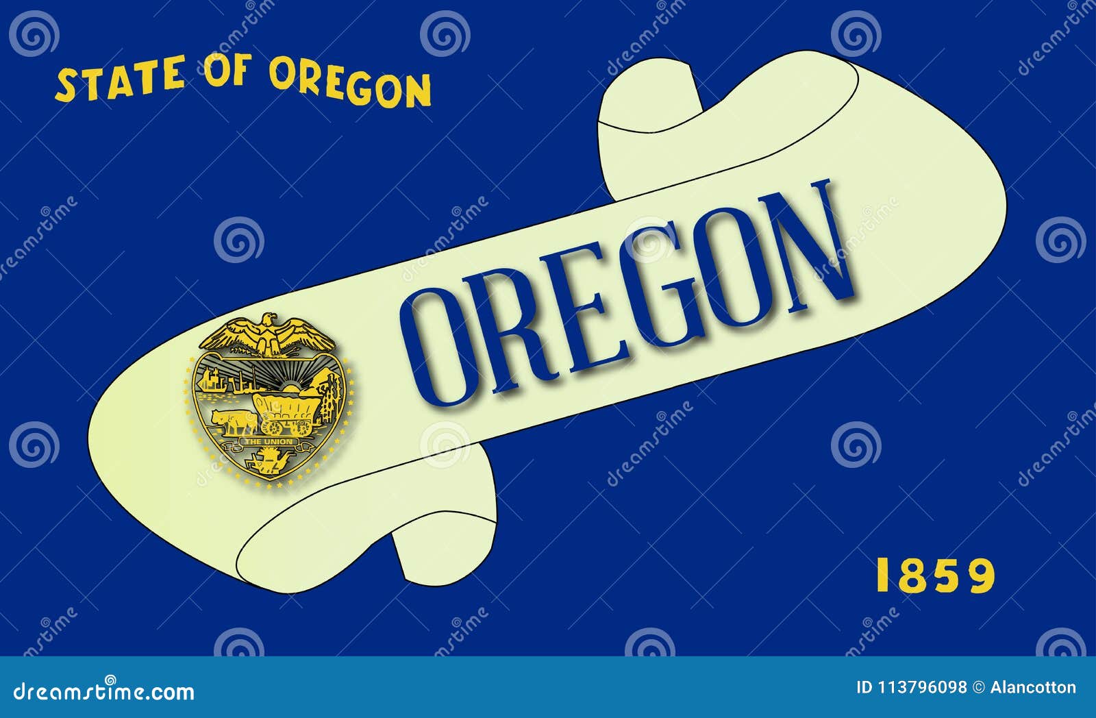 Map Of Oregon With Flag Cartoon Vector | CartoonDealer.com #4232577