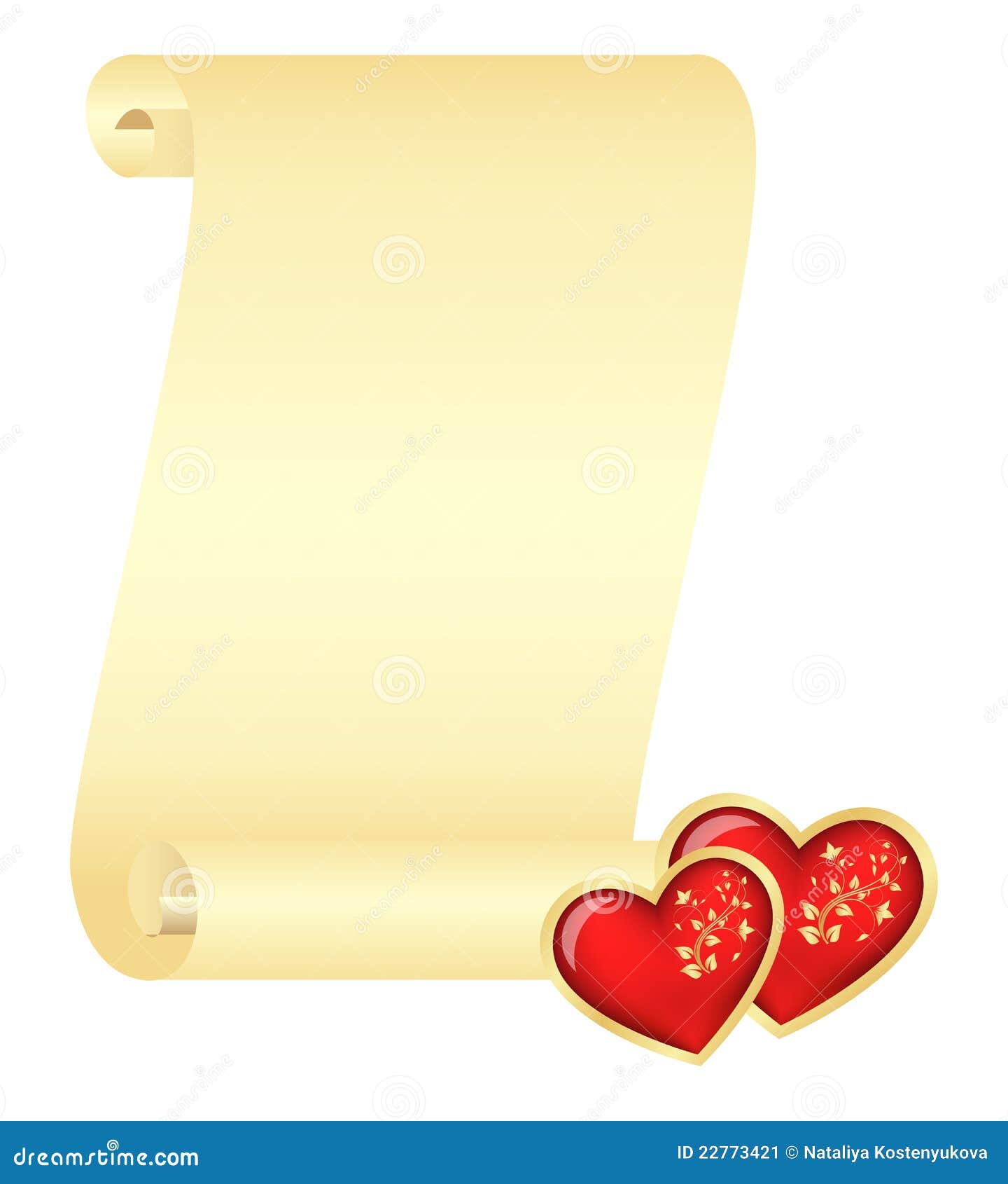 Scroll with two hearts stock vector. Illustration of retro - 22773421
