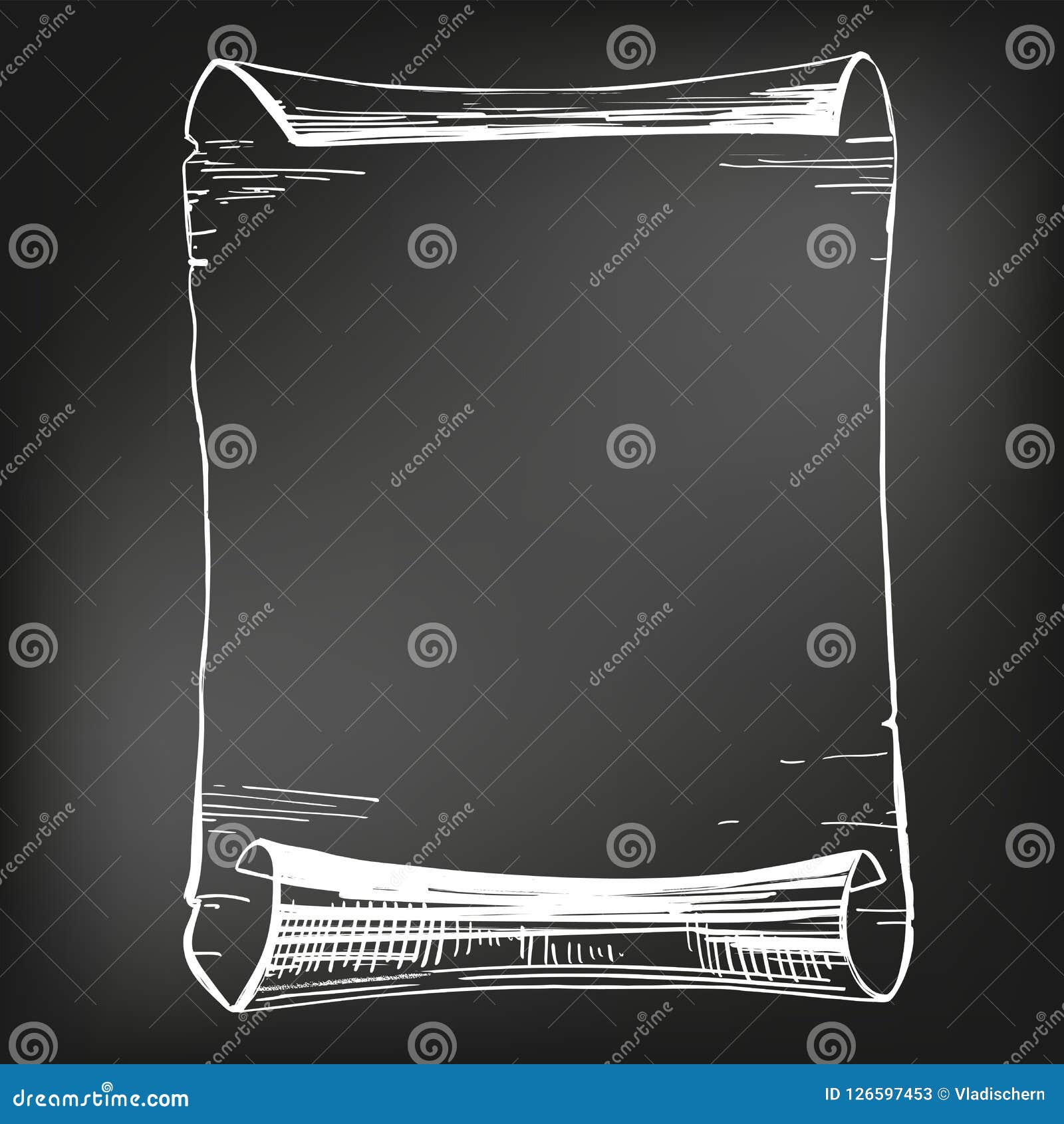 Scroll Vintage Frame Hand Drawn Vector Illustration Realistic Sketch ...