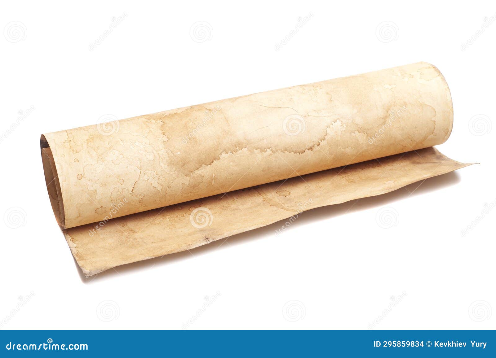 Scroll of Vintage Paper Isolated on White. Stock Photo - Image of high ...