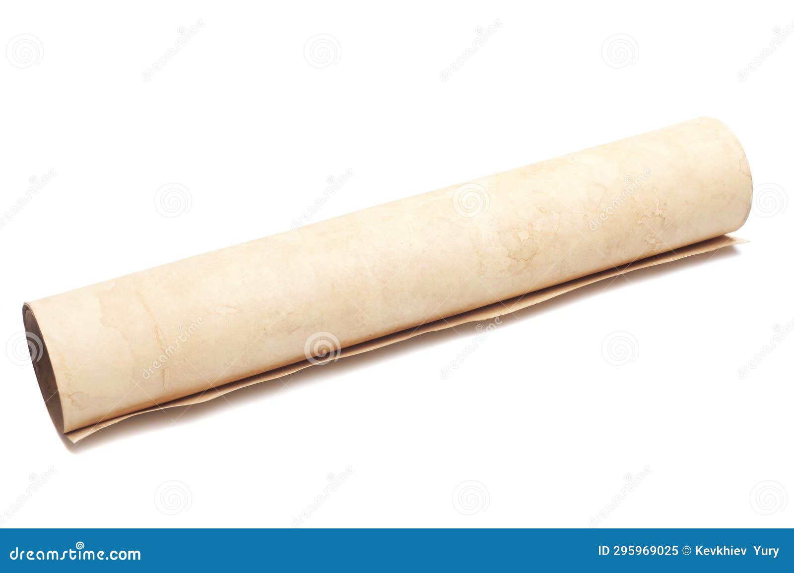 Scroll of Vintage Paper Isolated on White. Stock Image - Image of ...
