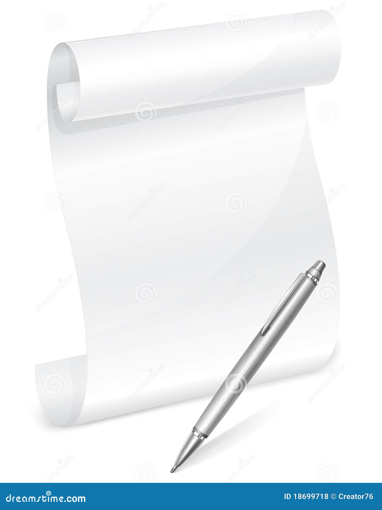 Scroll White Paper with Grey Pen Stock Vector - Illustration of page ...