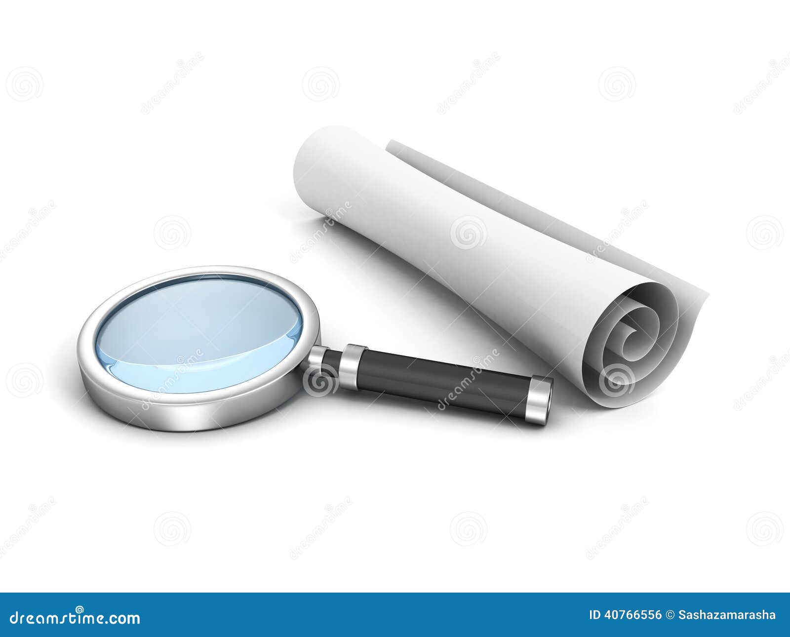 Scroll White Paper and Magnifying Glass Stock Illustration ...
