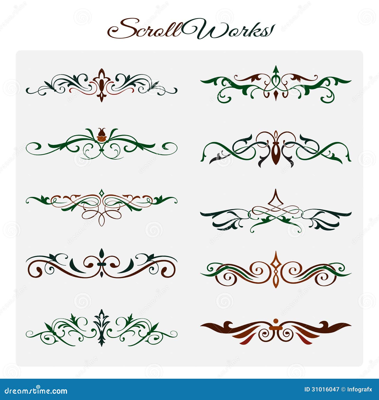 Scroll Works Design, Ornamental Decorative Element Stock Illustration ...