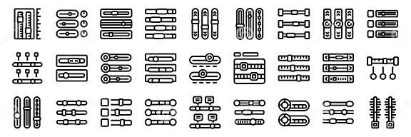 Scrollbar Icons Set Collection Of Linear Adjuster Icons Representing Adjusting Modifying And