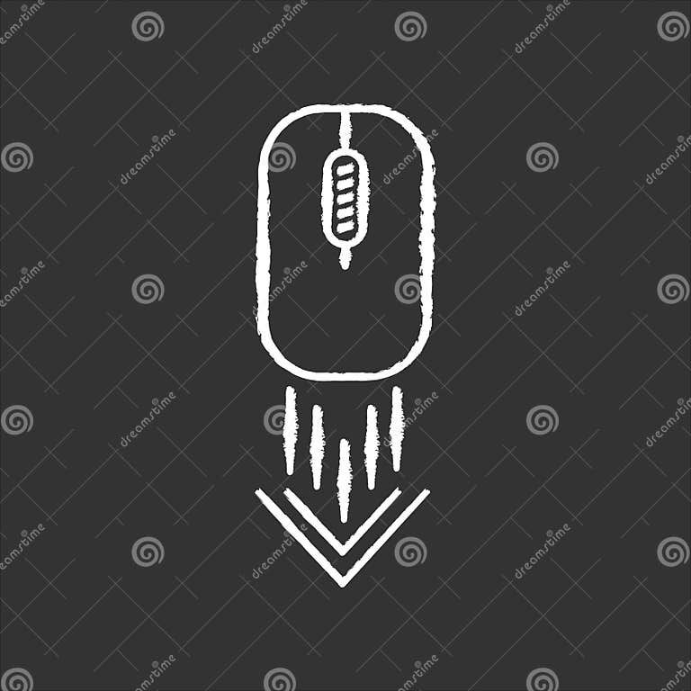 Scrolling Down Computer Mouse Chalk White Icon on Black Background ...