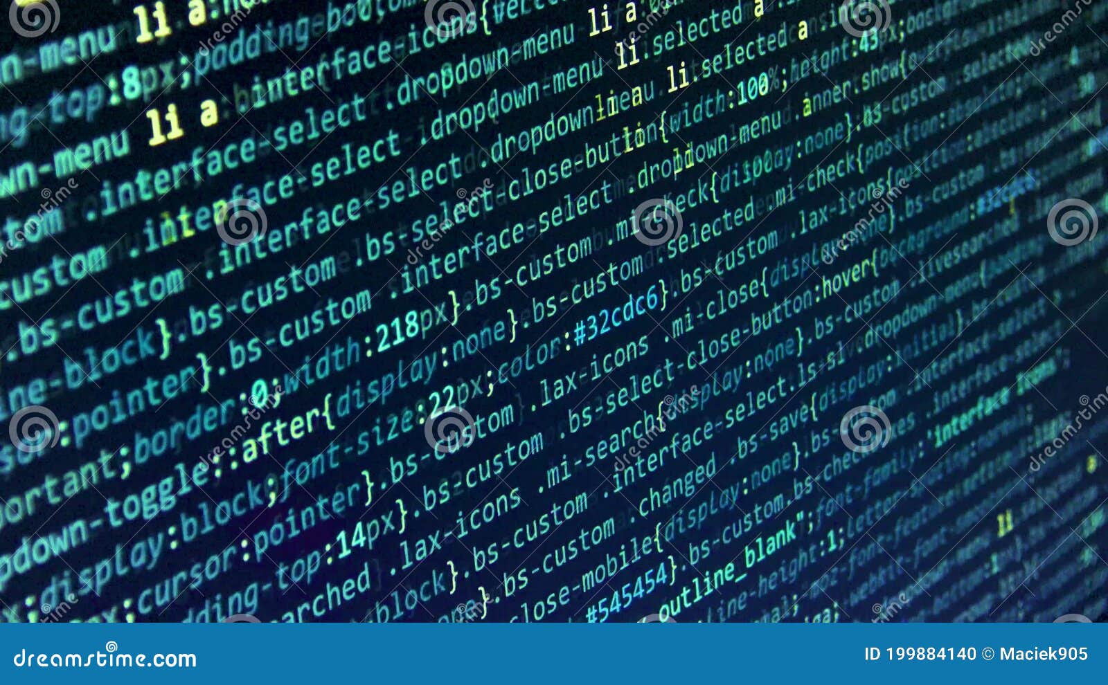 Scrolling Motion Dynamic Move on Notebook Display. Lots of Digits and ...