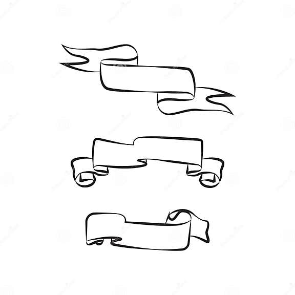Scrolling Ribbon Banner Vector Outline Drawing Stock Vector ...