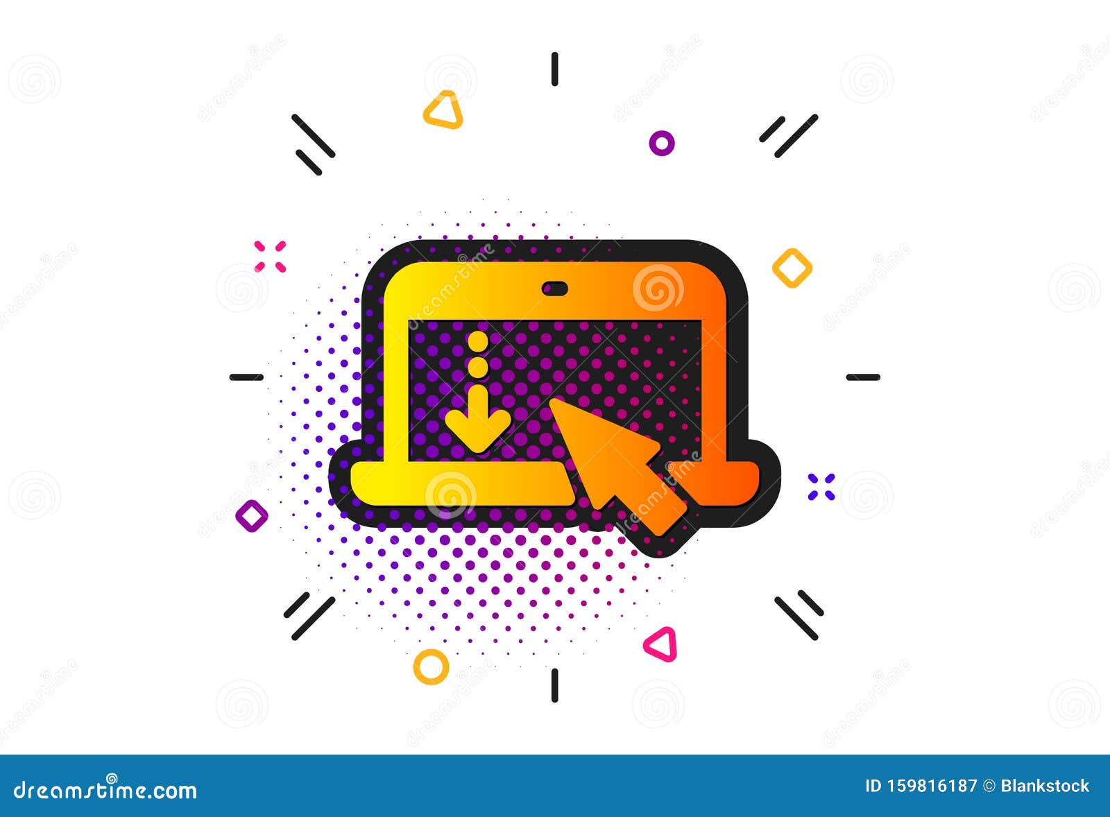 Scroll Down Laptop Icon. Scrolling Screen Sign. Swipe Page. Vector ...