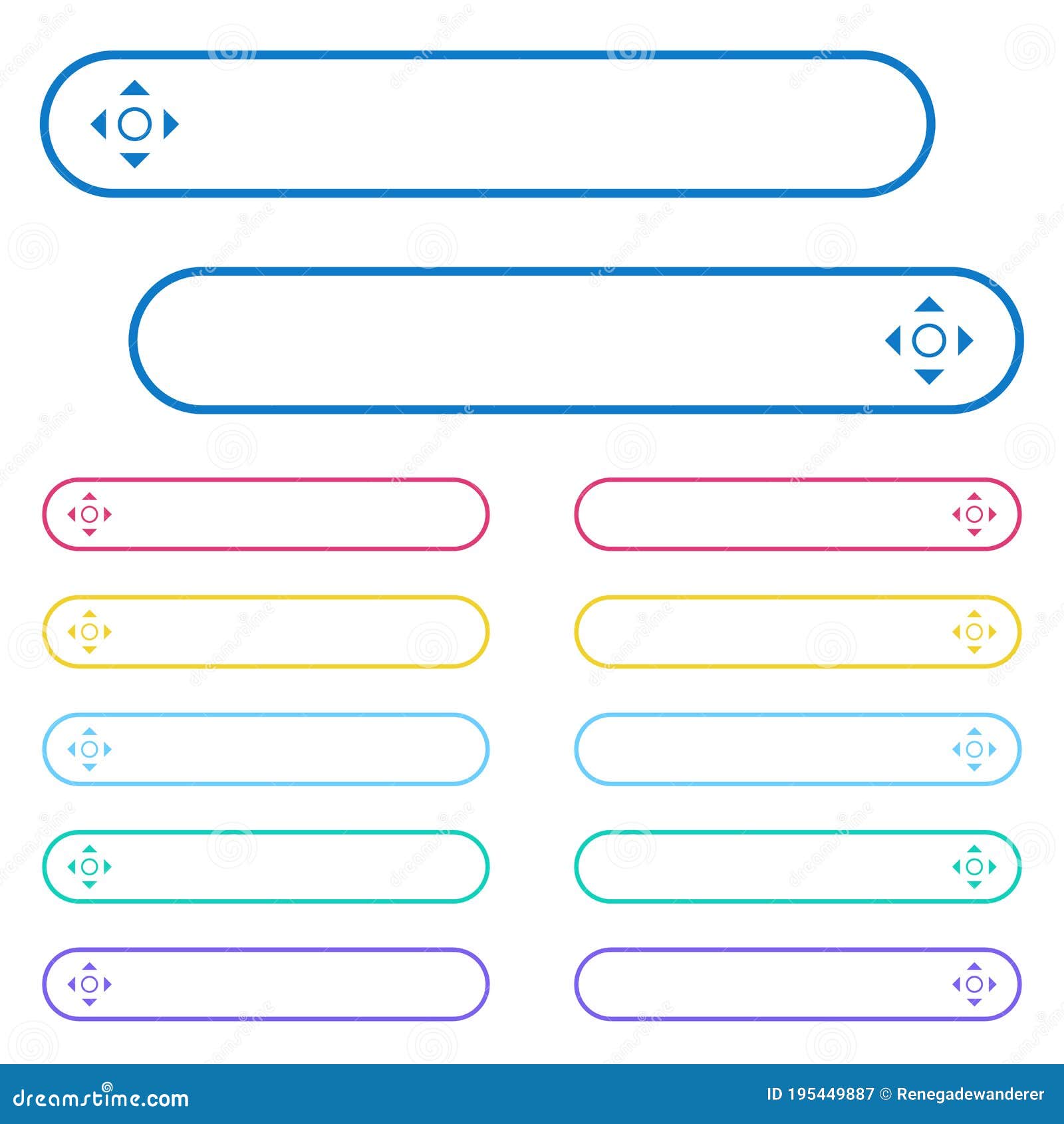 Scrolling Tool Icons In Rounded Color Menu Buttons Stock Vector