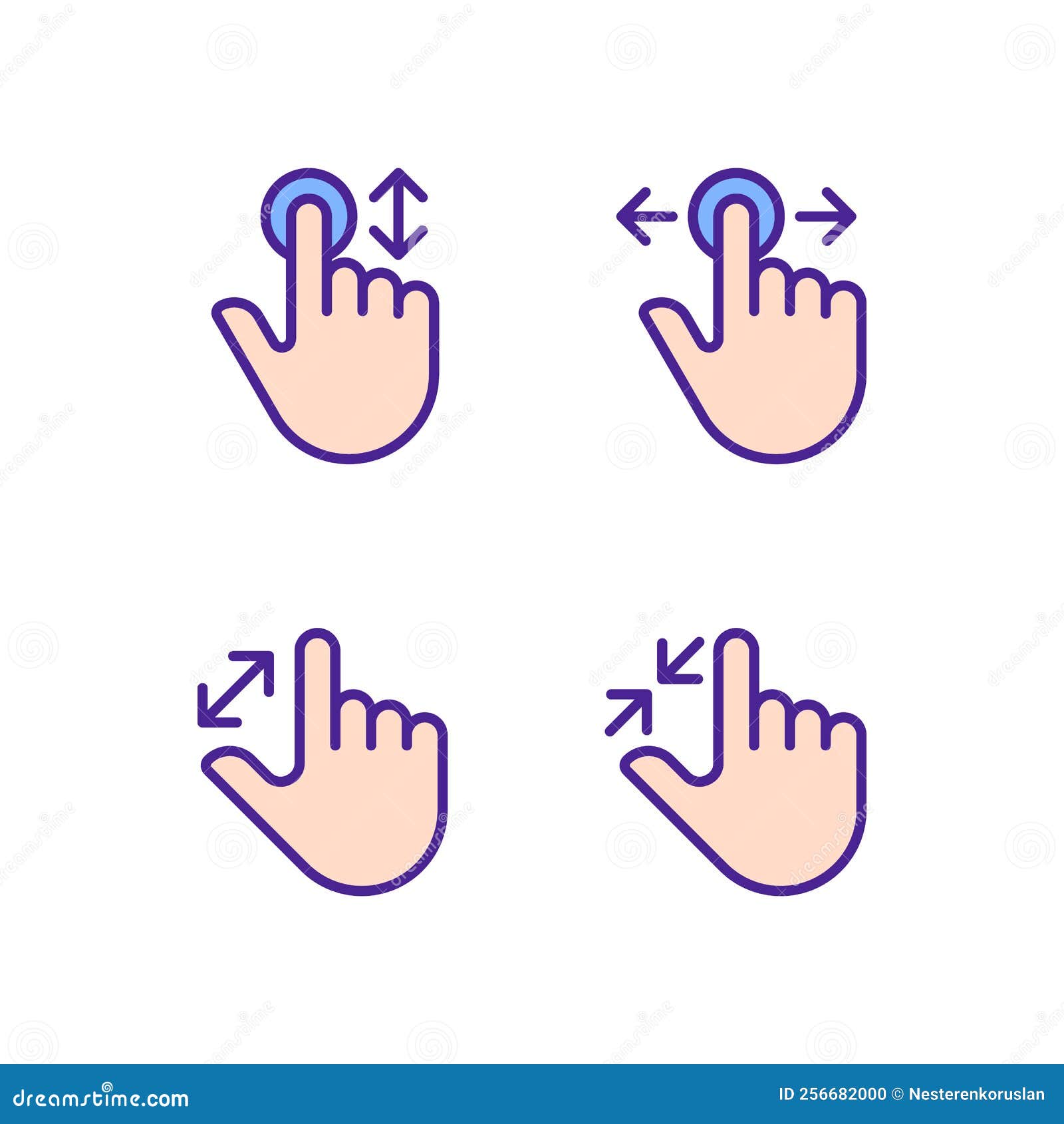 Scrolling and Zooming Gestures Pixel Perfect RGB Color Icons Set Stock ... Scrolling and Zooming Gestures Pixel Perfect RGB Color Icons Set Stock ...
