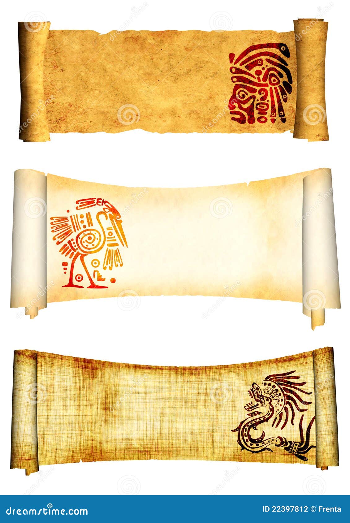 Scrolls with American Indian Traditional Patterns Stock Illustration ...