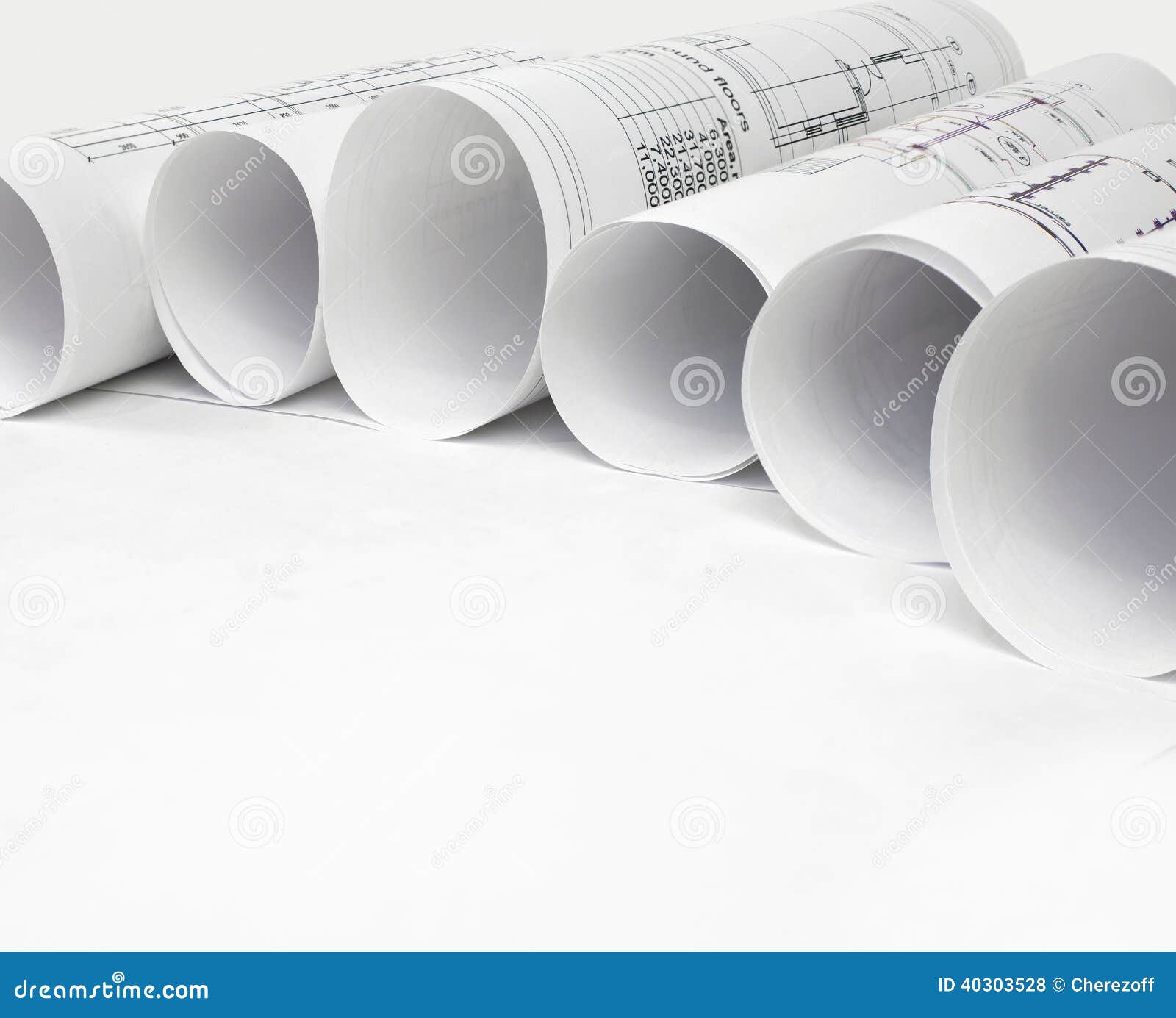 Scrolls of Architectural Drawings Stock Photo - Image of industry ...