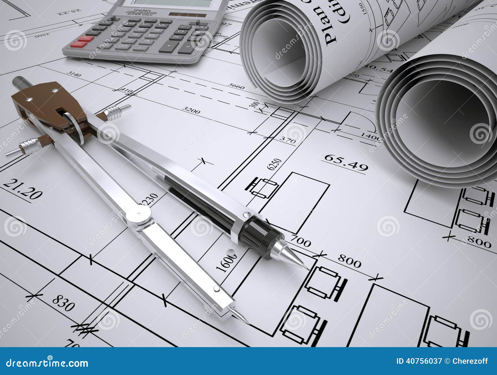 Scrolls Of Architectural Drawings Royalty-Free Stock Image ...