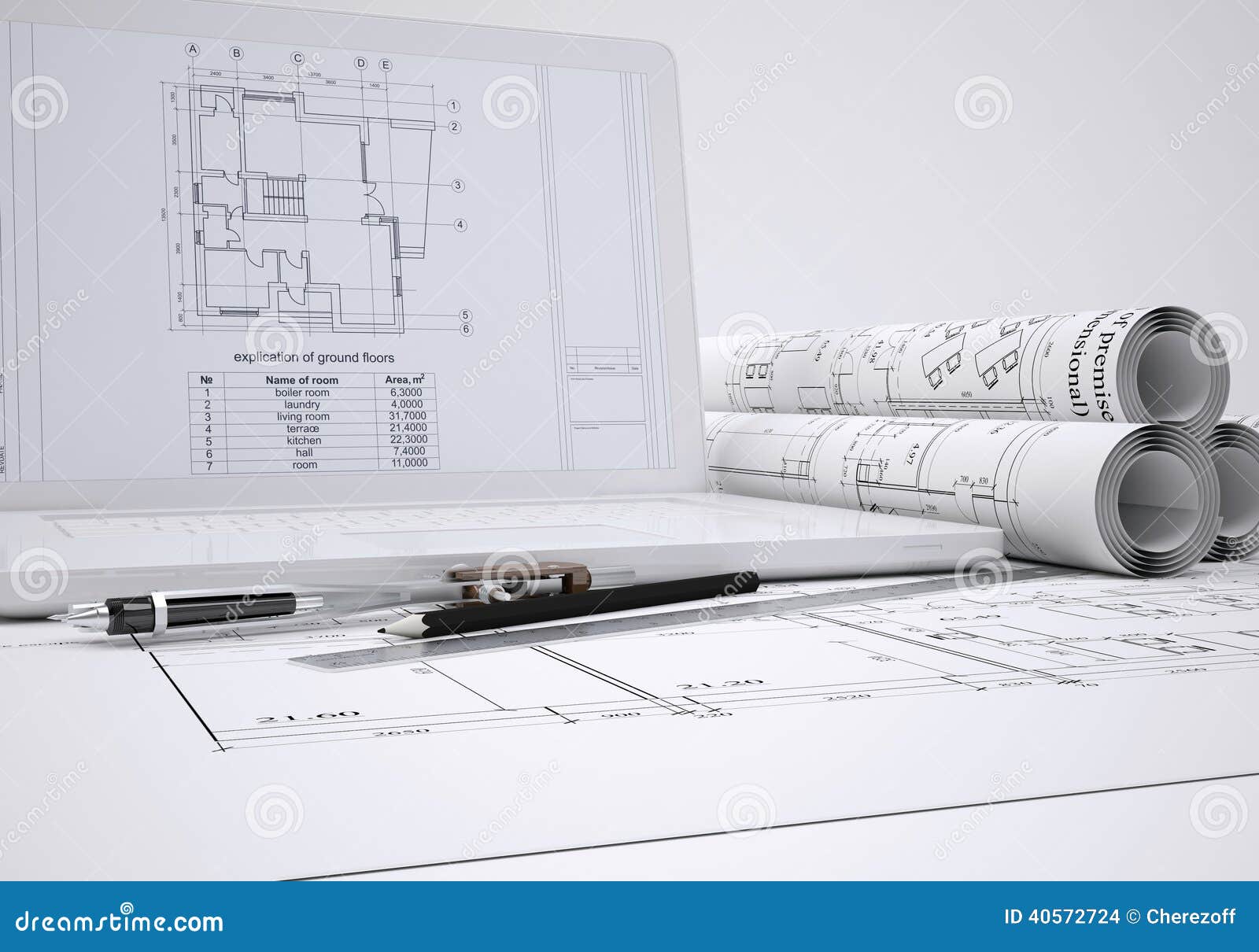 Scrolls Of Architectural Drawings Royalty-Free Stock Photo ...