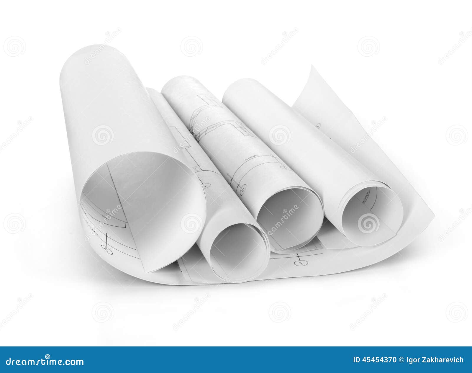 Scrolls of Engineering Drawings. Stock Photo - Image of architectural ...