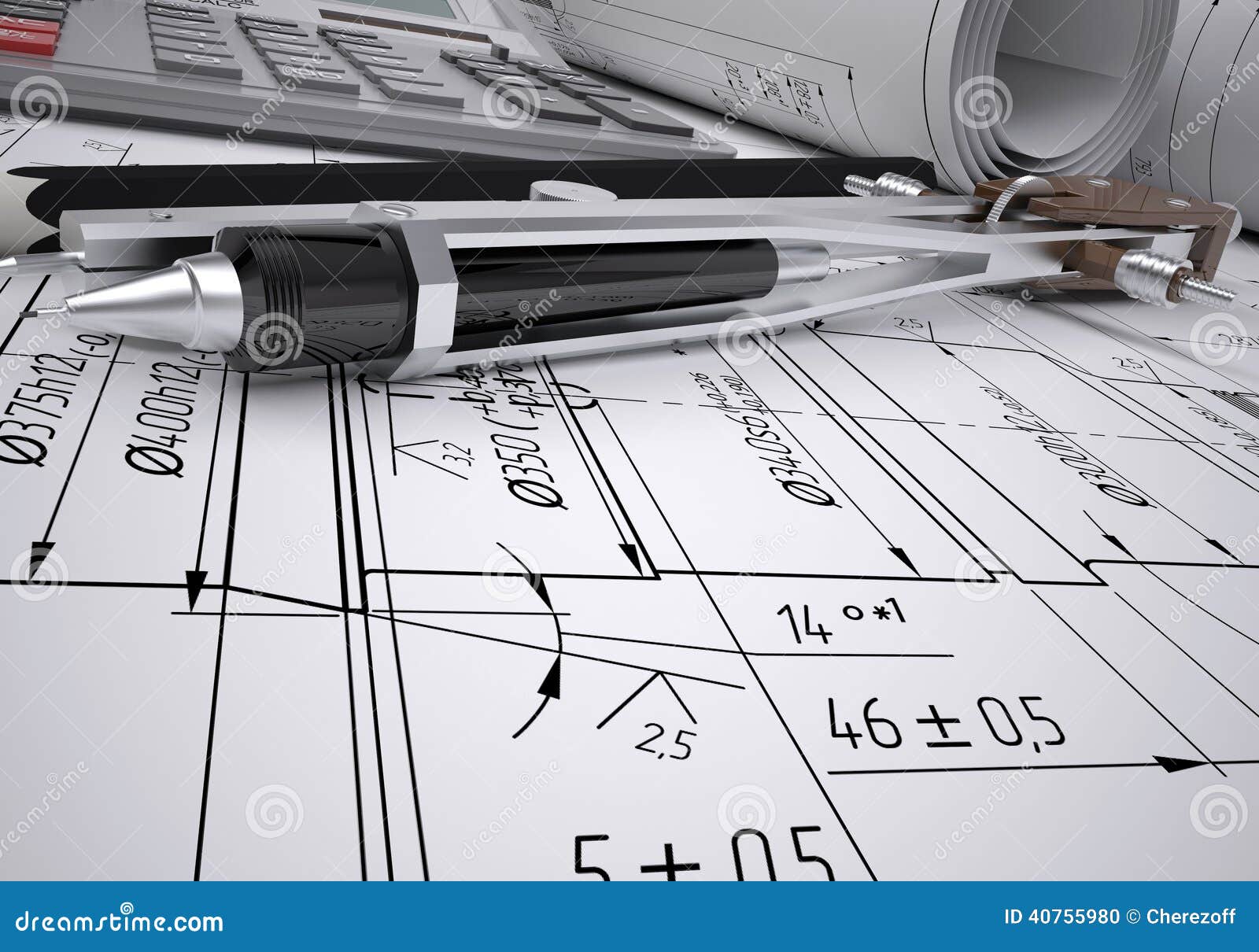 Scrolls Of Engineering Drawings Royalty-Free Stock Image ...