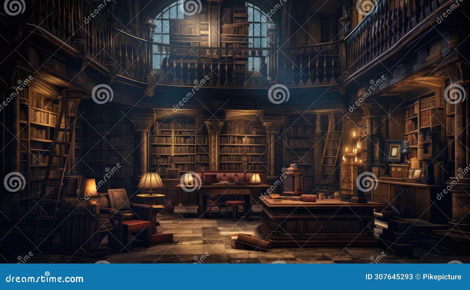 Scrolls medieval library stock illustration. Illustration of ...