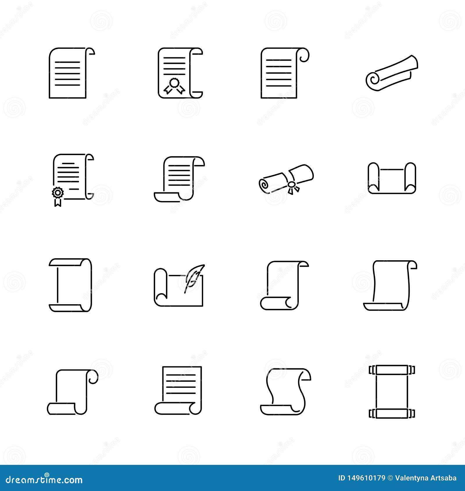Scrolls and Papers - Flat Vector Icons Stock Illustration ...