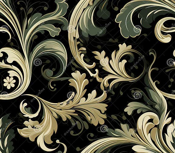 Scrollwork, Fabric Pattern, Seamless Pattern. Stock Illustration ...