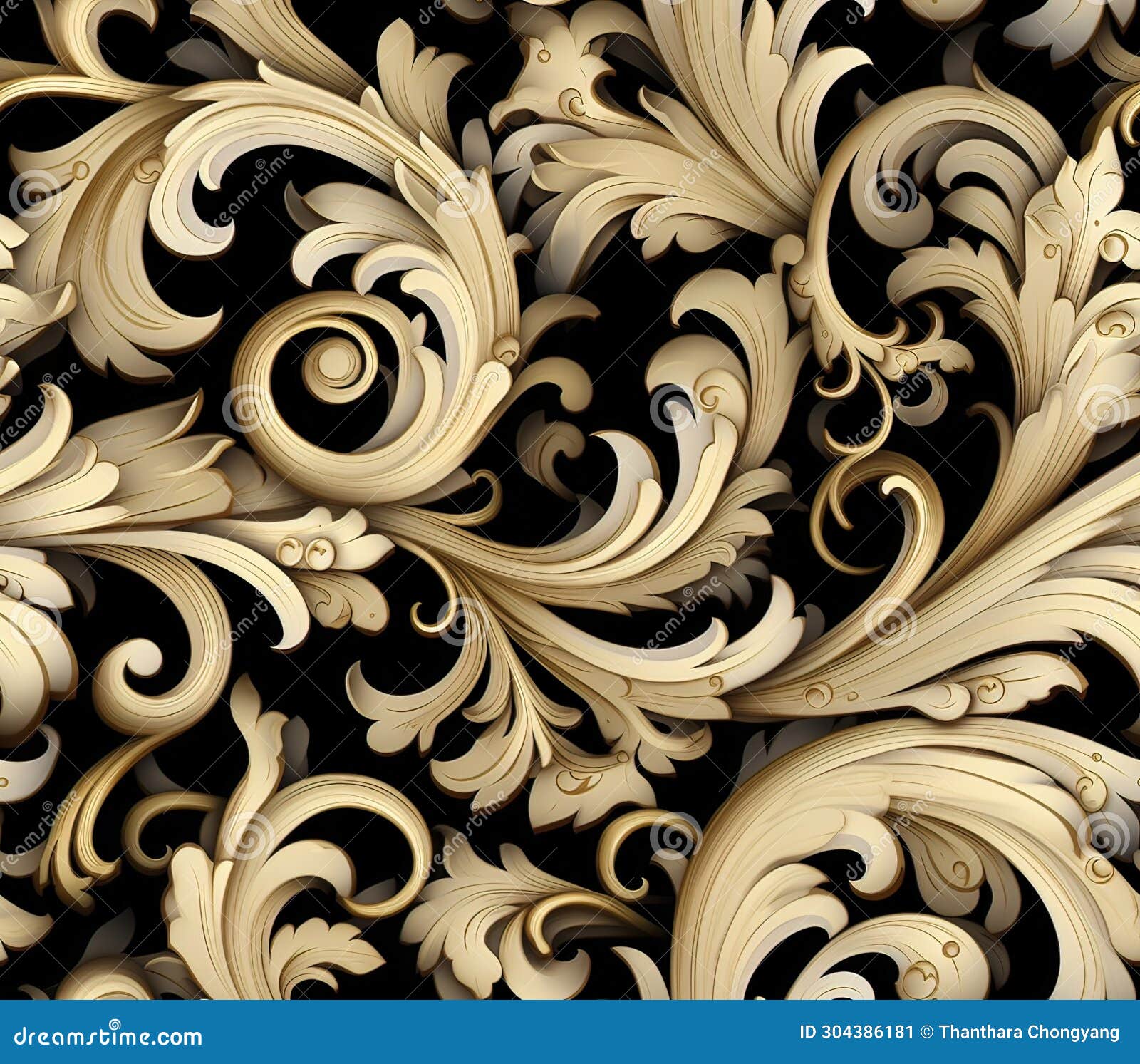 Scrollwork, Fabric Pattern, Seamless Pattern. Stock Illustration - Illustration of fashion ...