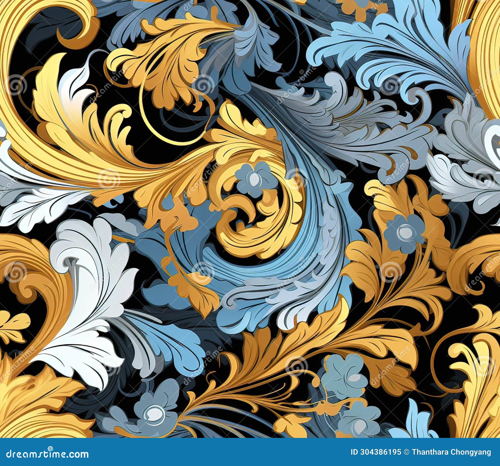 Scrollwork, Fabric Pattern, Seamless Pattern. Stock Illustration ...