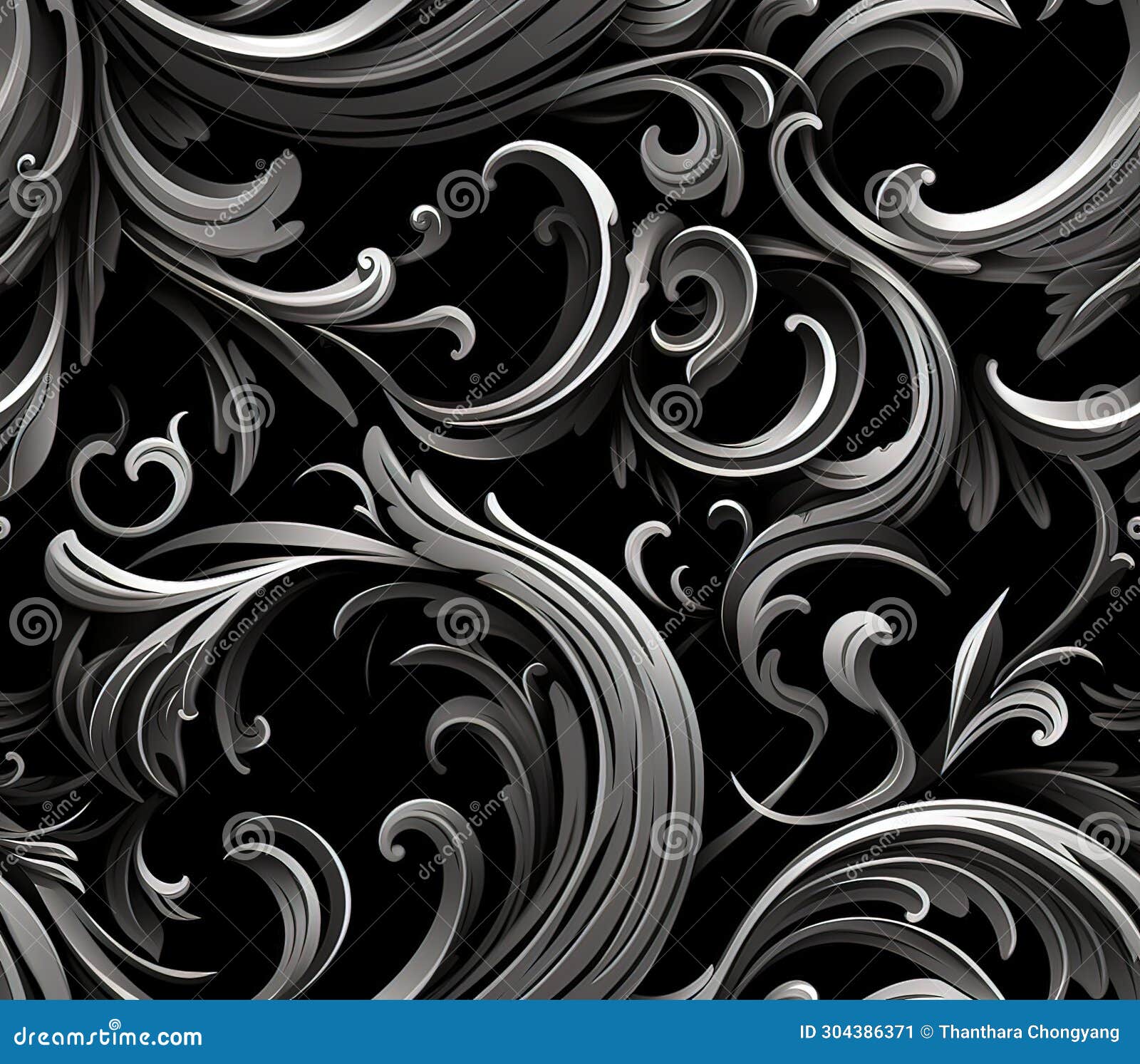 Scrollwork, Fabric Pattern, Seamless Pattern. Stock Illustration ...