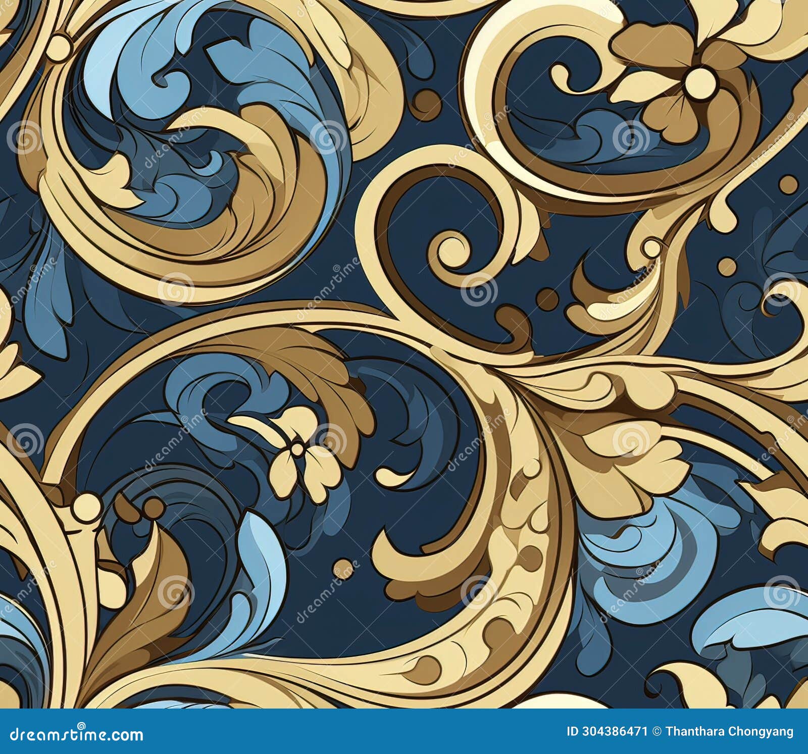 Scrollwork, Fabric Pattern, Seamless Pattern. Stock Illustration ...