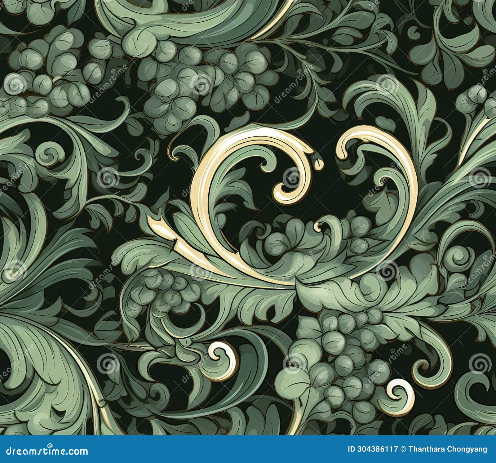 Scrollwork, Fabric Pattern, Seamless Pattern. Stock Illustration ...