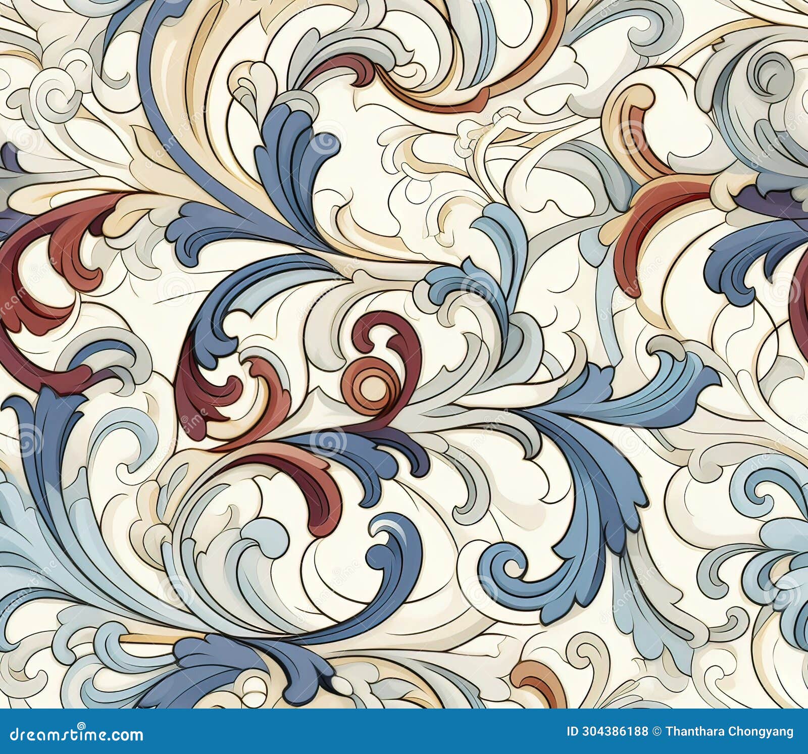 Scrollwork, Fabric Pattern, Seamless Pattern. Stock Illustration ...