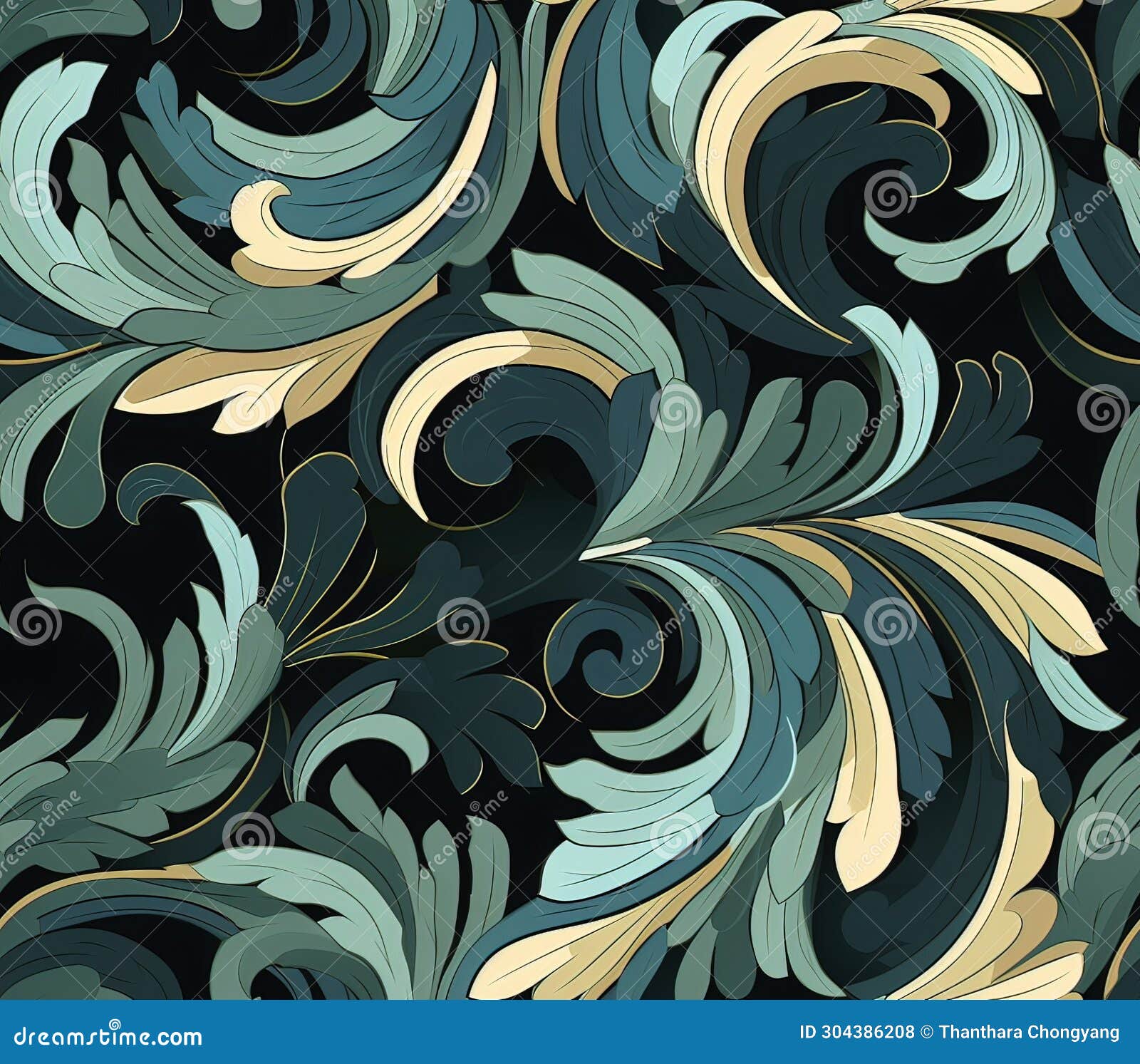 Scrollwork, Fabric Pattern, Seamless Pattern. Stock Illustration ...