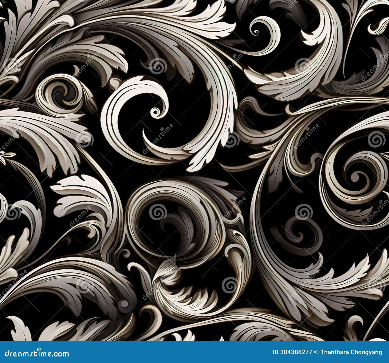 Scrollwork, Fabric Pattern, Seamless Pattern. Stock Illustration ...