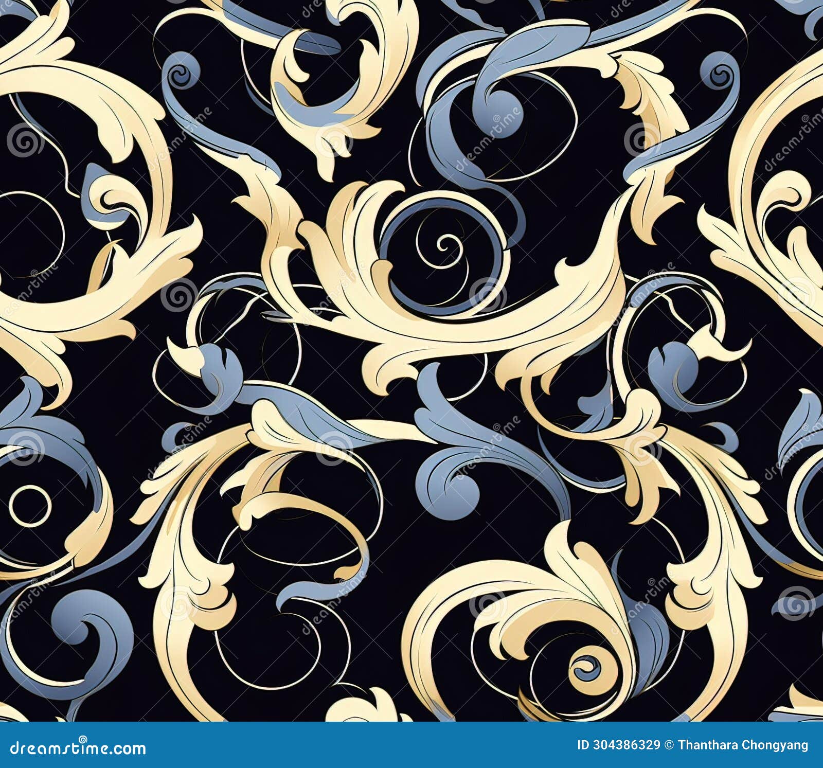 Scrollwork, Fabric Pattern, Seamless Pattern. Stock Illustration ...