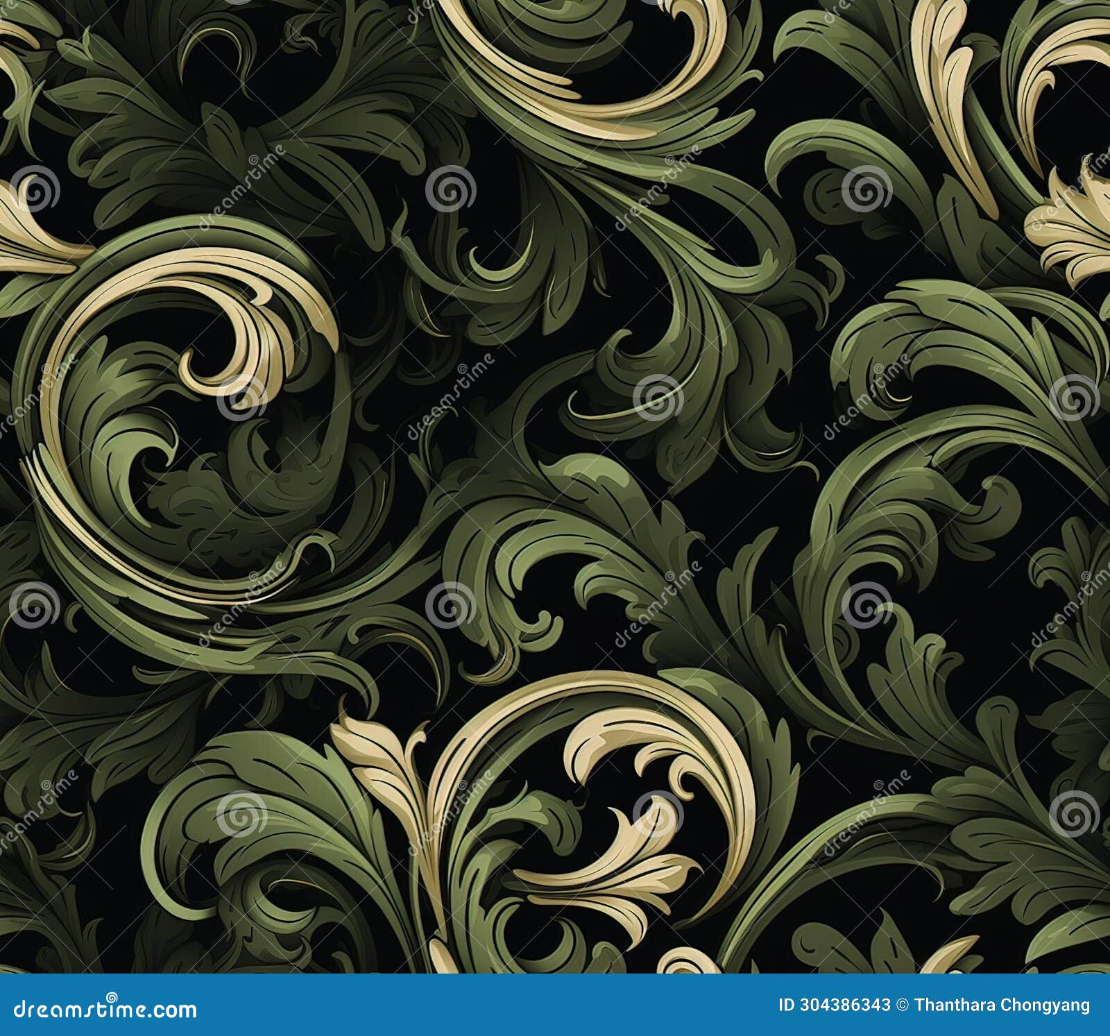 Scrollwork, Fabric Pattern, Seamless Pattern. Stock Illustration ...