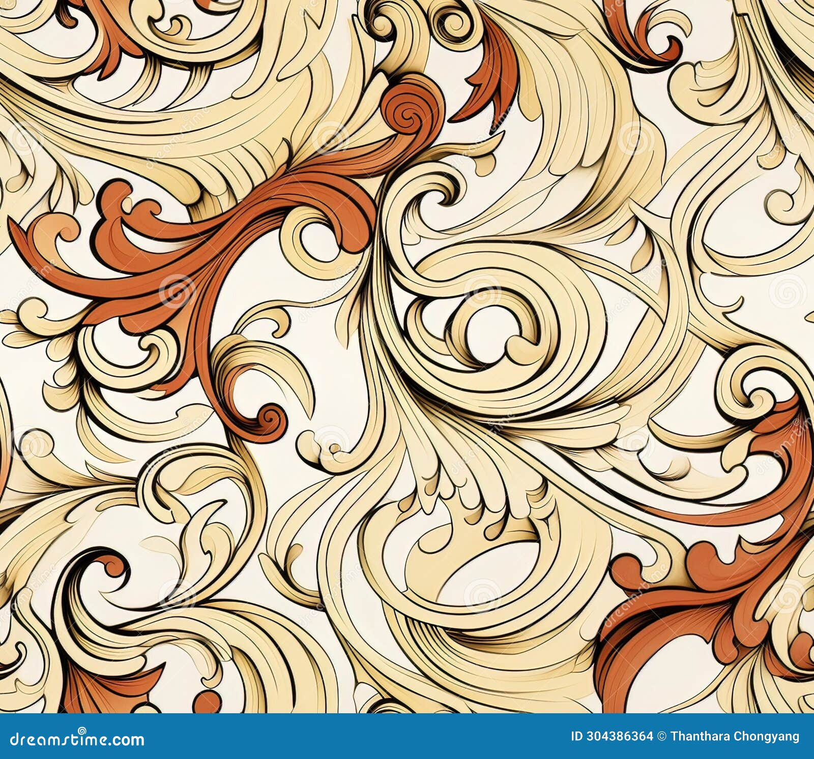 Scrollwork, Fabric Pattern, Seamless Pattern. Stock Illustration - Illustration of texture ...