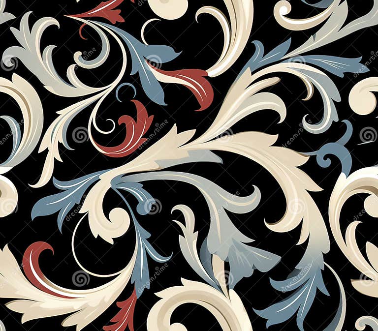 Scrollwork, Fabric Pattern, Seamless Pattern. Stock Illustration ...