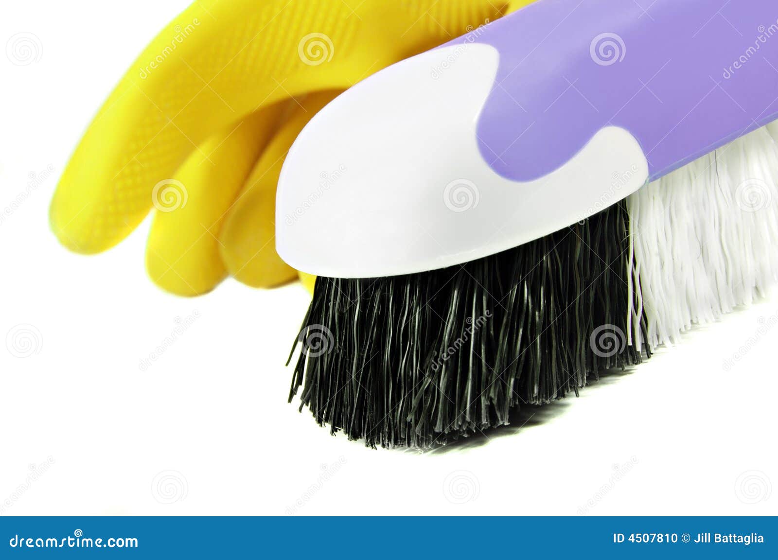 Scrub Brush and Rubber Gloves Stock Photo - Image of scrub, floor: 4507810