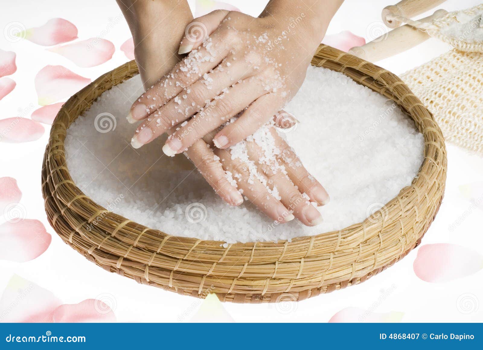 Scrub hands with salt stock image. Image of vanity, young - 4868407