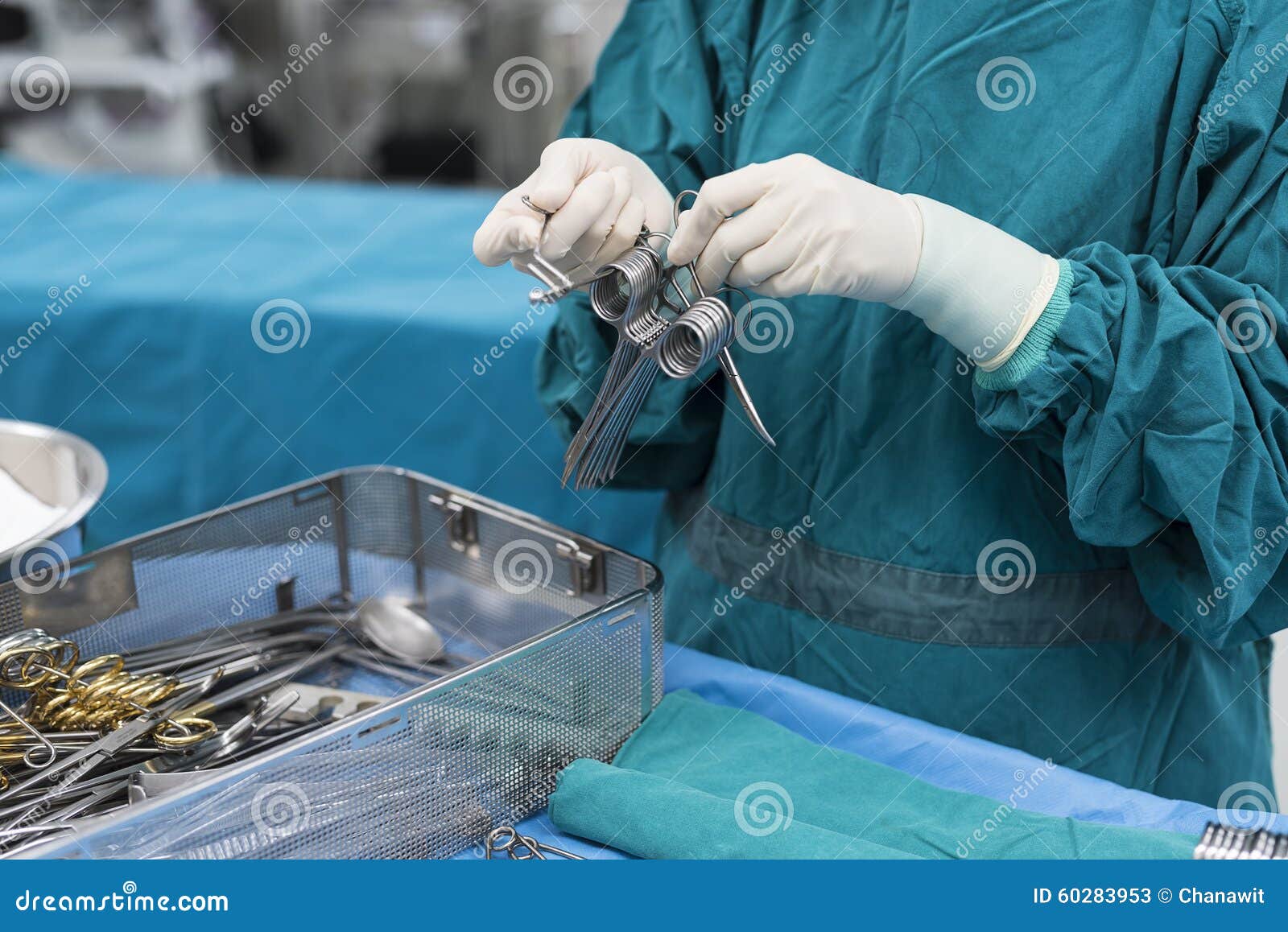 Scrub Nurse Prepare Medical Instruments Stock Image - Image of metallic ...