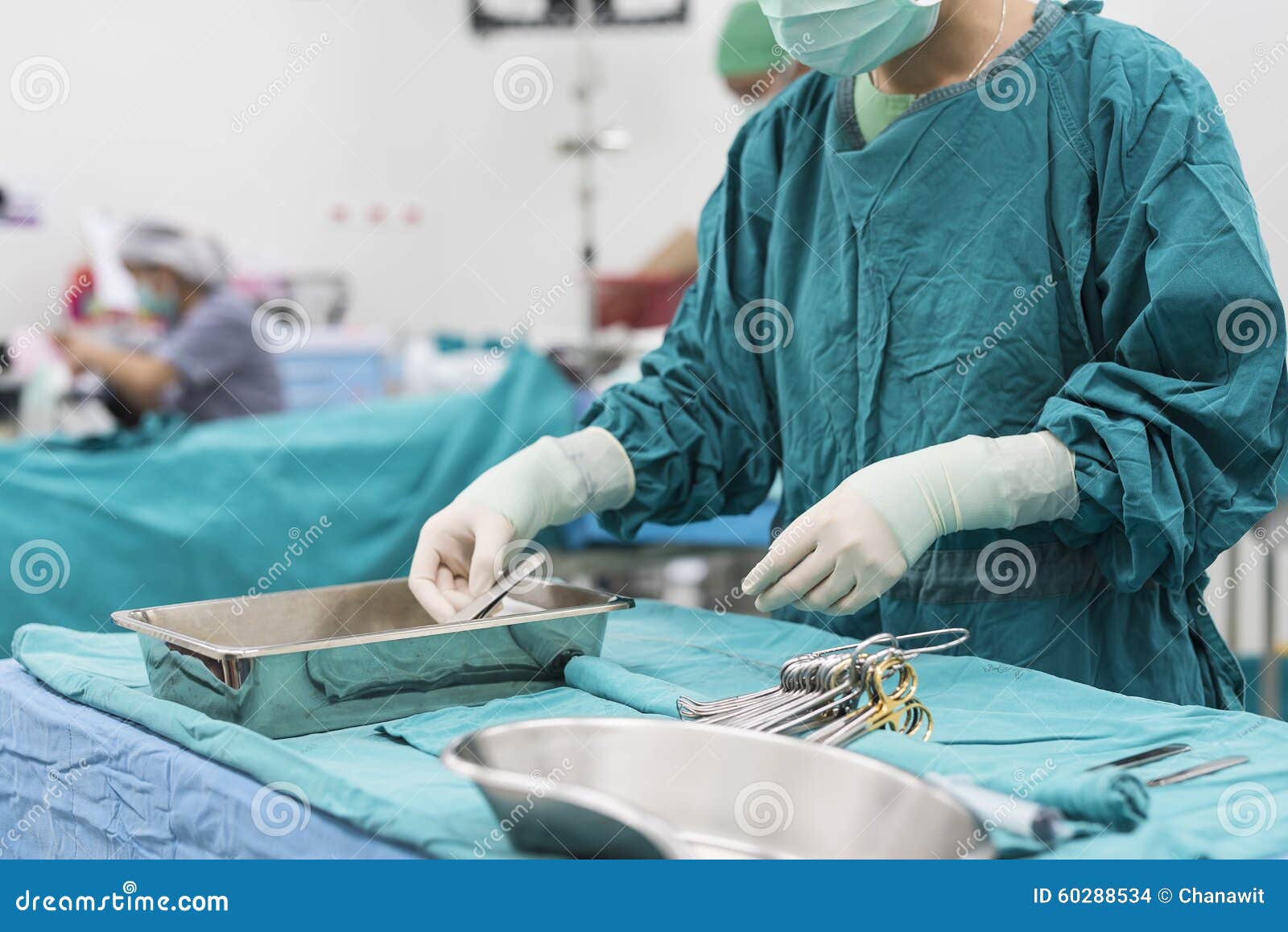 Scrub Nurse Prepare Medical Instruments Stock Photo - Image of clamp ...