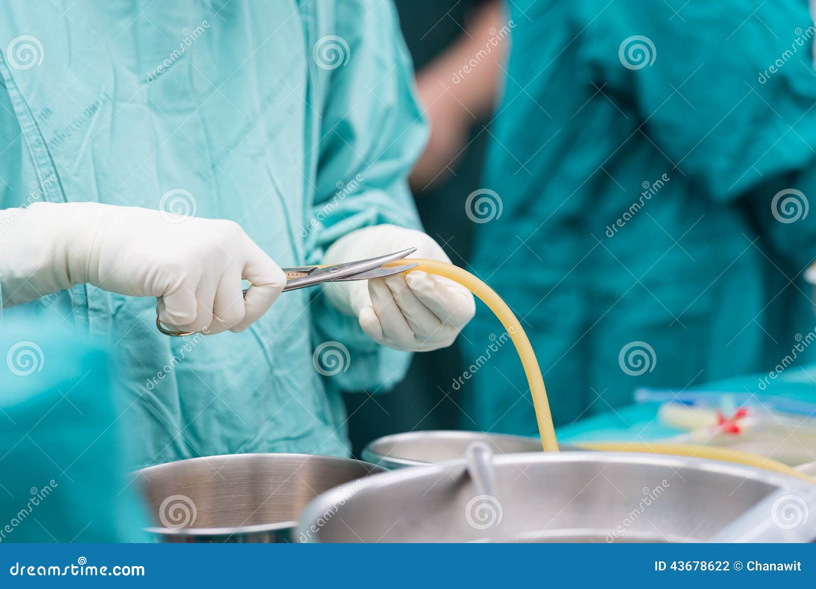 Scrub Nurse Preparing Chest Drain for Open Heart Surgery Stock Photo ...