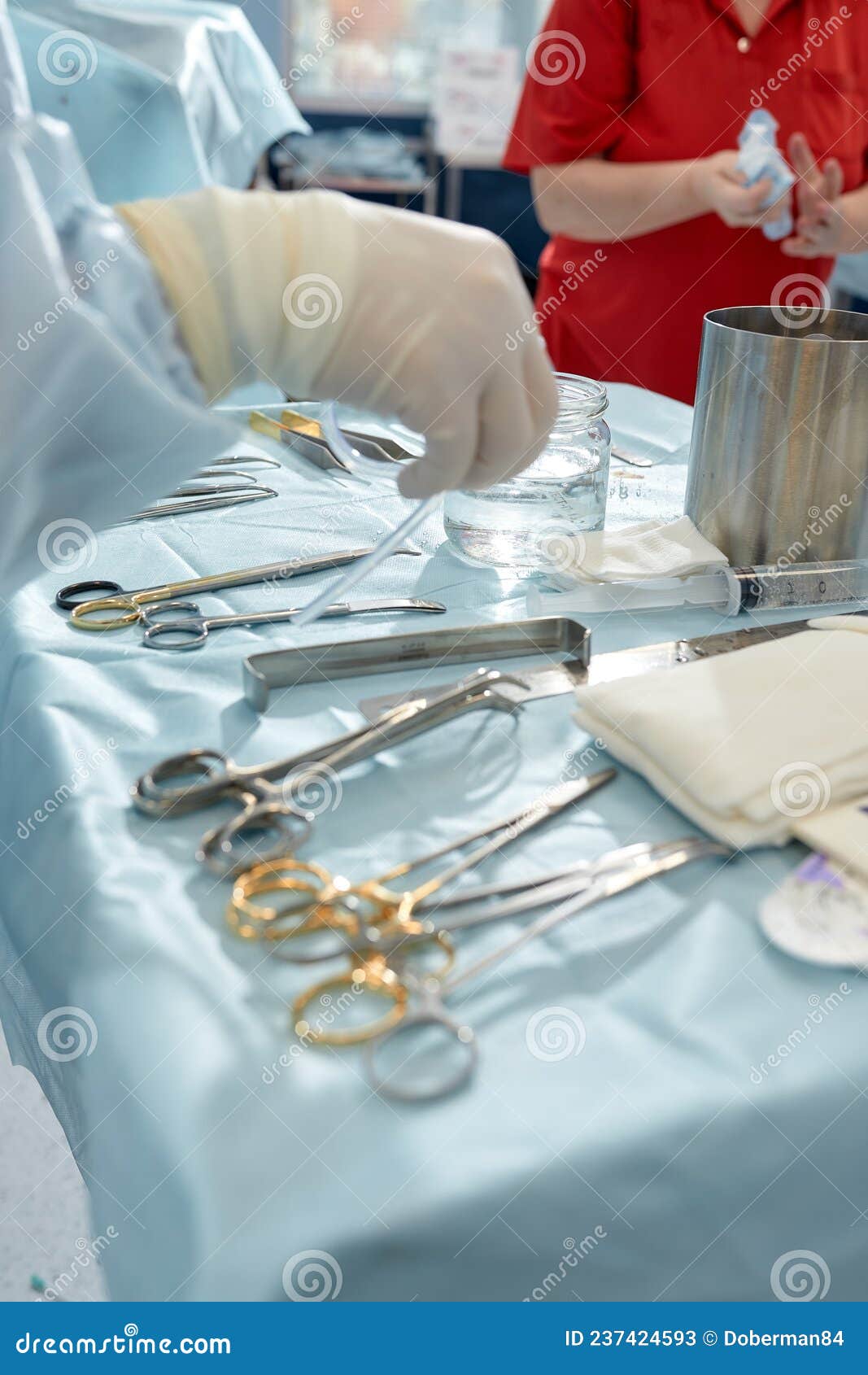Scrub Nurse Preparing Medical Instruments for Operation Stock Image ...