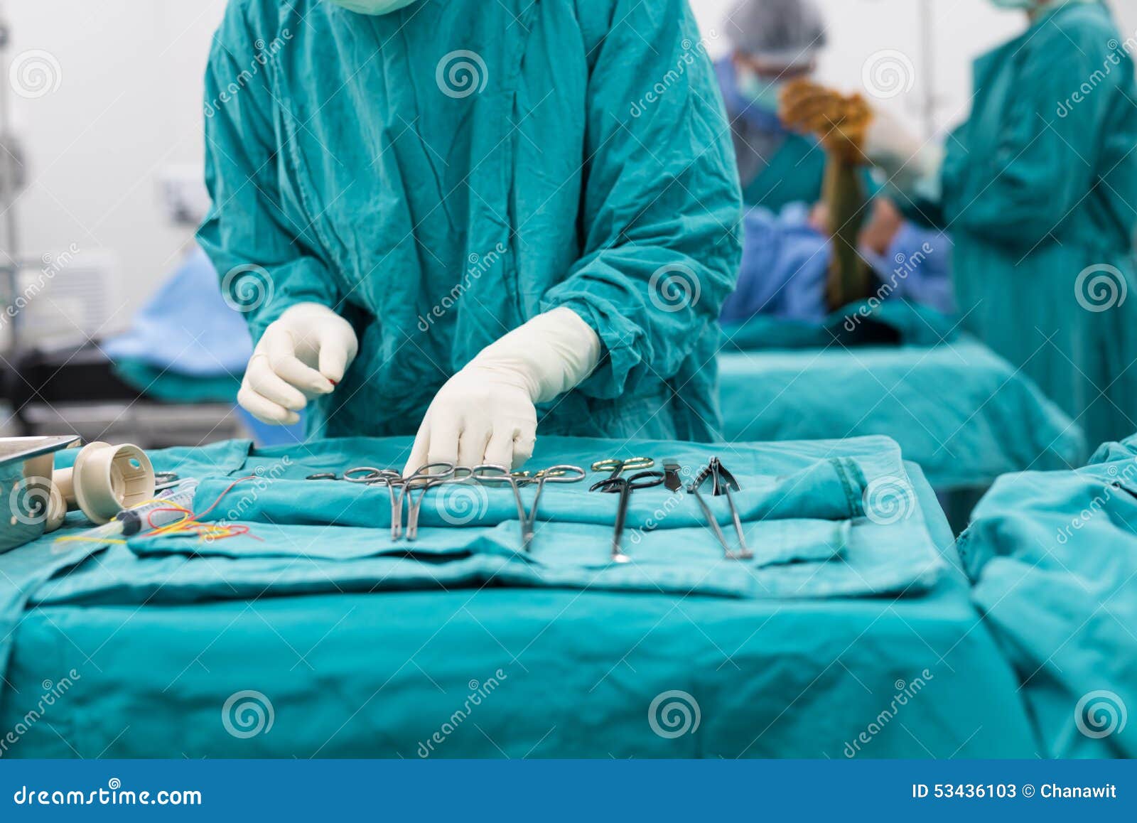 Scrub Nurse Preparing Medical Instruments for Operation Stock Image ...