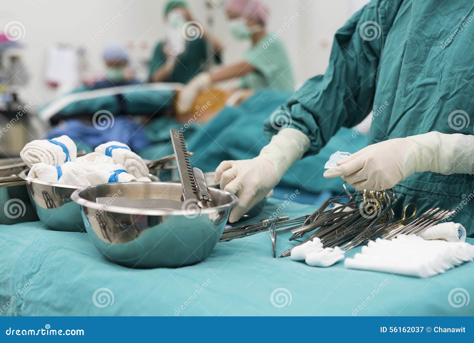 Scrub Nurse Preparing Medical Instruments for Operation Stock Image ...