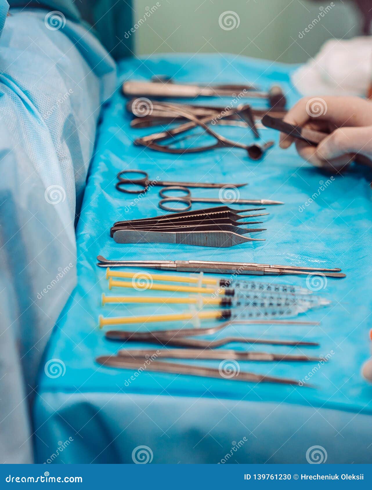 Scrub Nurse Preparing Medical Instruments for Operation Stock Photo ...